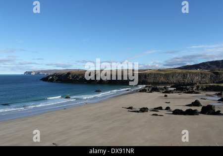 Elevated view of Durness and Sango Bay Scotland March 2014 Stock Photo ...