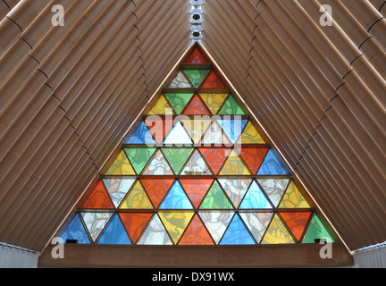 Stained glass window at The Cardboard Cathedral (designed by Shigeru ...