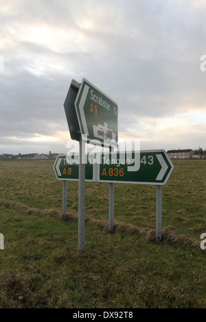 Road sign on A9 near Thurso Scotland March 2014 Stock Photo - Alamy