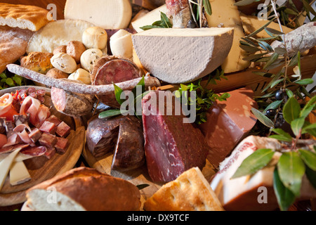 cold cuts, salami, homemade bread and tuscany cheese Stock Photo - Alamy