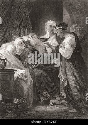 Old Testament. King David and Bathsheba at her bath. The 2nd Book of ...