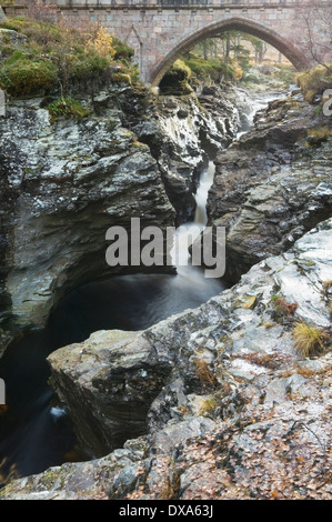 Linn o' Dee flowing waterfall, gorge river canyon, rock landscape, at ...