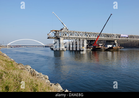 The Bratislava Stary most bridge demounting Stock Photo - Alamy