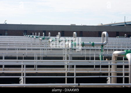 Sewage tanks at MMSD on Jones Island in Milwaukee Wisconsin Stock Photo ...
