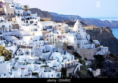 A scenic view of the Town of Fira from the Caldera on the island of ...