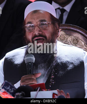 Lahore, Pakistan. 22nd March, 2014. Hafiz Saeed, head of the Pakistani ...