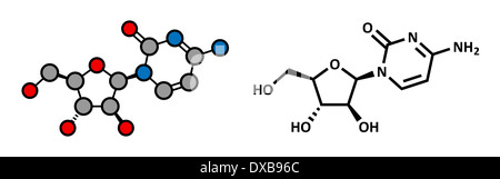 Cytarabine (cytosine arabinoside, Ara-C) chemotherapy drug molecule ...