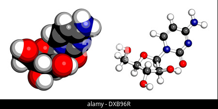 Cytarabine (cytosine arabinoside, Ara-C) chemotherapy drug molecule ...