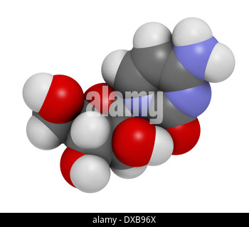 Cytarabine (cytosine arabinoside, Ara-C) chemotherapy drug molecule ...