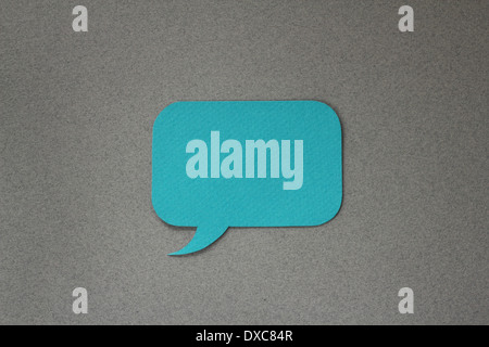 Blue paper dialog box on gray background with blank empty copy space ...