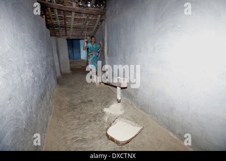 Dheki, (a traditional wooden rice thrasher). Baiga tribe, Karangra ...