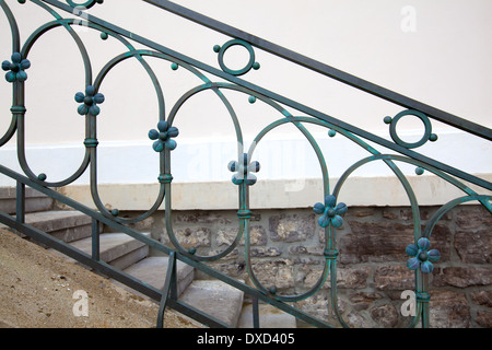 Old vintage staircase and steel handrail Stock Photo - Alamy
