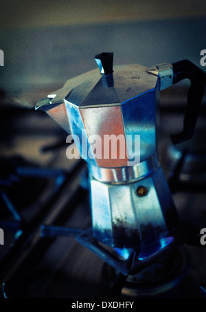 Coffee pot on a gas hob Stock Photo - Alamy