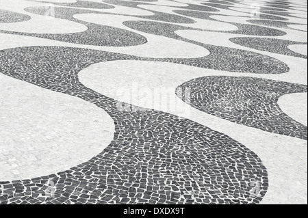Iconic sidewalk tile pattern at Copacabana Beach Rio de Janeiro Brazil ...