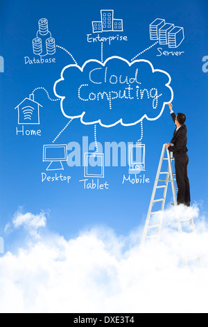business man draw cloud computing chart Stock Photo - Alamy