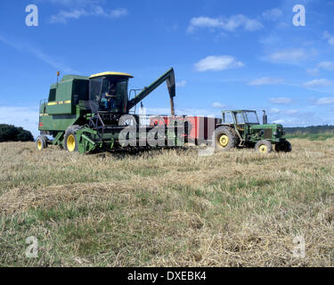 Combine Harvester and Tractor Stock Photo - Alamy
