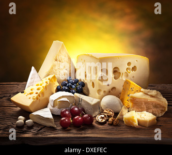 Assorted Cheese Brie, Camembert, Roquefort, parmesan, blue cream cheese ...