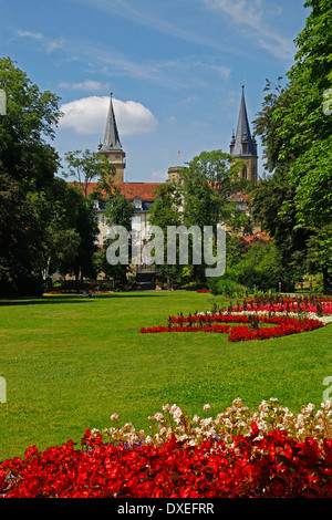 castle grounds of the former Hohenlohe castle towers of Collegiate ...