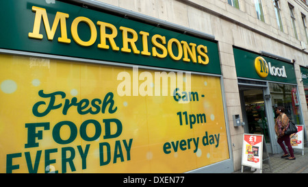 Morrisons supermarket. Exterior of small Morrisons store in Stock Photo ...