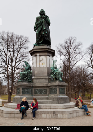 A statue of Carl von Linné Linne Carolus Linnaeus in the cathedral park ...