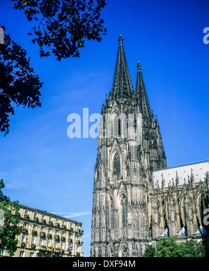 The Gothic architecture of Cologne Cathedral, with its slender columns ...