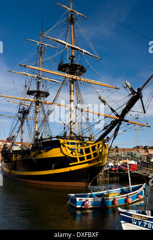 Old ship in Whitby Harbour on the North Yorkshire coast. UK Stock Photo ...