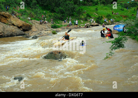 Paddlers canoeing on the Msunduzi River, KwaZulu Natal, South Africa ...