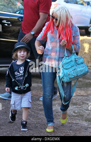 Max Bratman and Christina Aguilera Christina Aguilera enjoys a day at Mr. Bones Pumpkin Patch ...