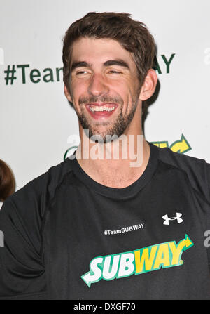 Michael Phelps Subway 'run and swim training session' photocall held at ...