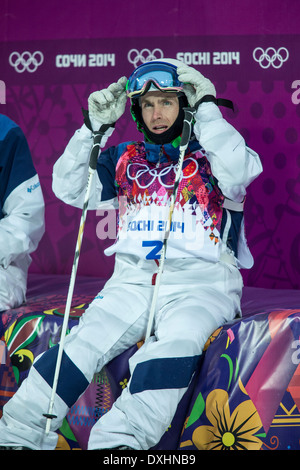 Patrick Deneen (USA) freestyle skier competing in Men's Moguls at the ...