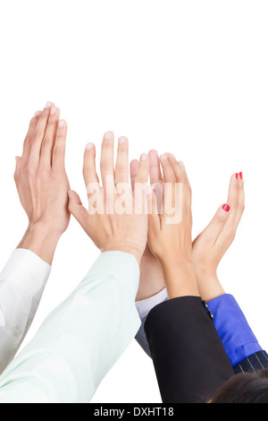 Closeup shot of a group of Indian colleagues working in the office ...