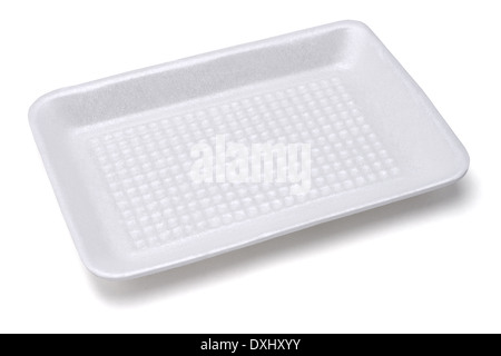 One empty tray on white wooden table, top view Stock Photo - Alamy