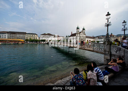 Lucerne, Switzerland. 19th July, 2013. View on the promenade at the ...
