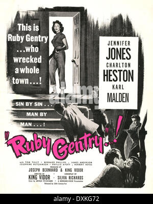CHARLTON HESTON, JENNIFER JONES POSTER, RUBY GENTRY, 1952 Stock Photo ...