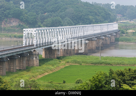 The border line between South Korea (below) and North Korea (above) in ...