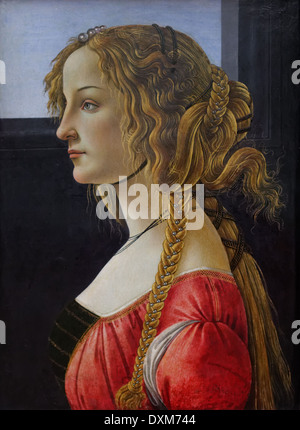 PORTRAIT OF YOUNG WOMAN BY BOTTICELLI PROFILE 15TH CENTURY RENAISSANCE ...