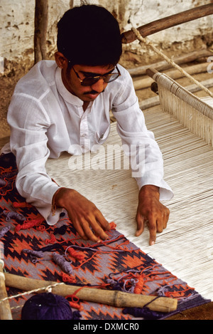 Carpet weaver in India Stock Photo - Alamy
