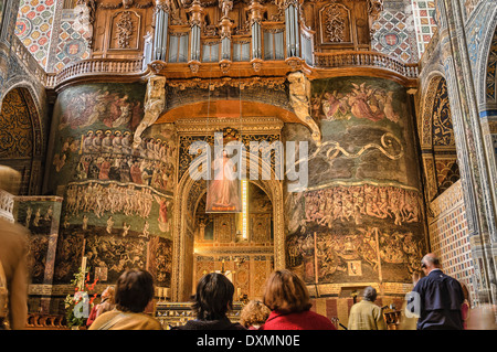 Albi Cathedral ceiling with frescoes. Cathedral Basilica of Saint Stock ...