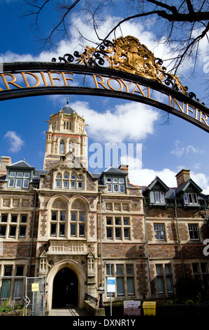 Cardiff Royal Infirmary and Wrought Iron Gates, Cardiff, Wales Stock ...