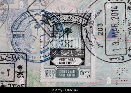Saudi multiple entry visa stamp in British passport Stock Photo - Alamy