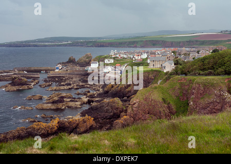 The fishing village of St Abbs seen from the southern side of St Abb's ...