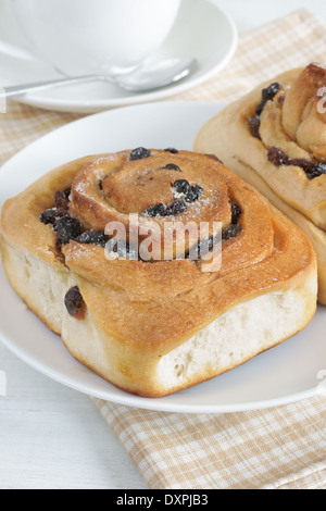 Chelsea bun a traditional British type of currant bun glazed in sugar ...