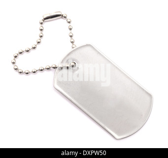 Shiny Blank Metallic Military Identification Plate on White Background Stock Photo - Alamy