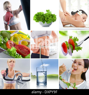 healthy mix. Healthy lifestyle theme collage composed of different ...