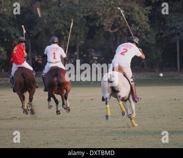 LAHORE,PAKISTAN- MARCH 28: A view of the polo match played between the ...