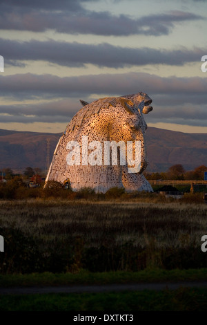 The Kelpies at sunset, Forth and Clyde Canal at Helix Park, Falkirk ...