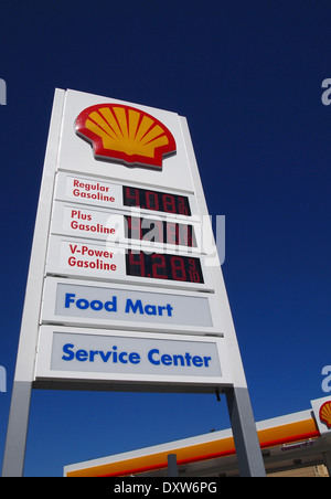 Shell gas station sign with prices for gas and diesel fuel, Phoenix ...