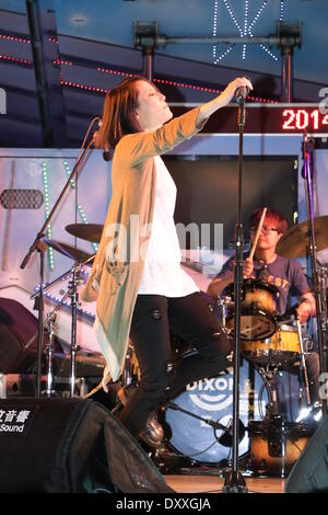 Taipei. 30th Mar, 2014. Singer Faith Yang performs at ROCKBANDOH in ...