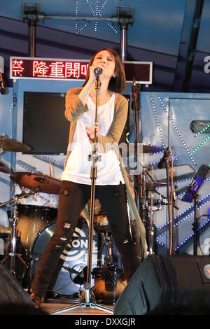 Taipei. 30th Mar, 2014. Singer Faith Yang performs at ROCKBANDOH in ...