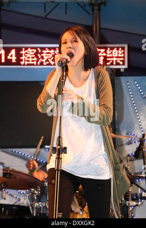 Taipei. 30th Mar, 2014. Singer Faith Yang performs at ROCKBANDOH in ...